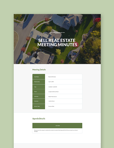 Free Simple Real Estate Meeting Minutes Template - Google Docs, Word ...
