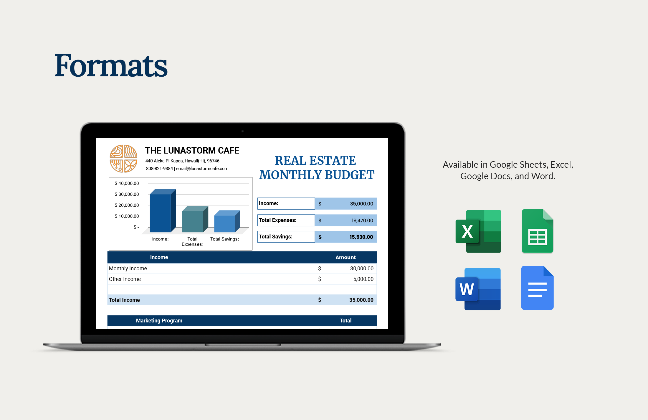 Real Estate Monthly Budget Template - Download in Word, Google Docs ...