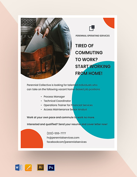 Work From Home Design Flyer Template - Illustrator, Word, Apple Pages ...