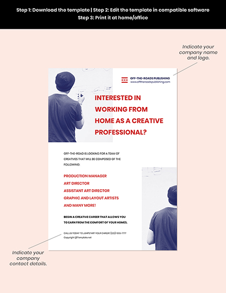 FREE Modern Work From Home Poster Template - PSD | Illustrator
