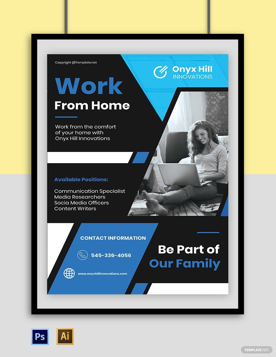 Free Creative Work From Home Poster Template - Illustrator, PSD ...