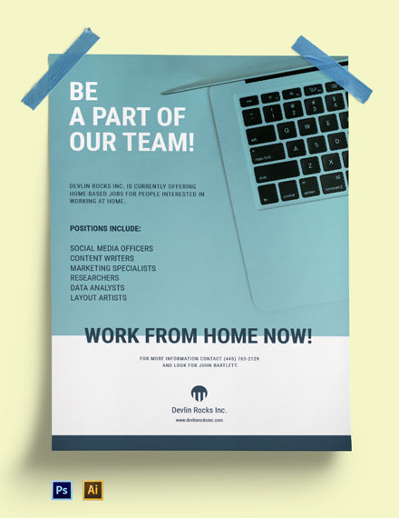 Free Sample Work From Home Poster Template - Illustrator, PSD ...