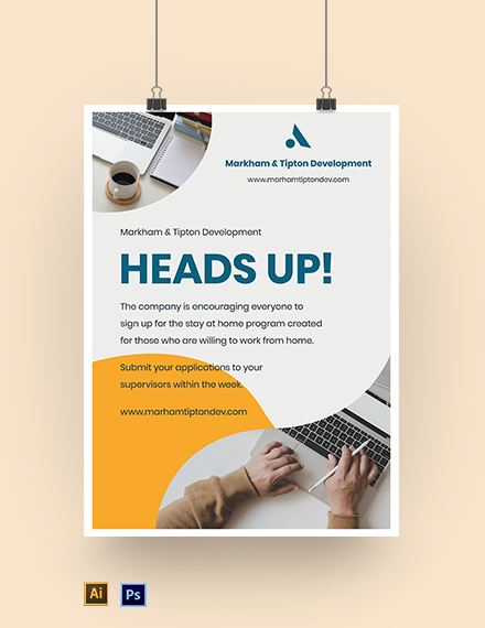 Elegant Work From Home Poster Template - Illustrator, PSD | Template.net