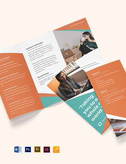 Modern Tri-Fold Work From Home Brochure Template - Illustrator ...