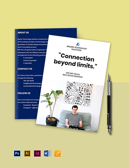Free Work From Home Hiring Bi-Fold Brochure Template