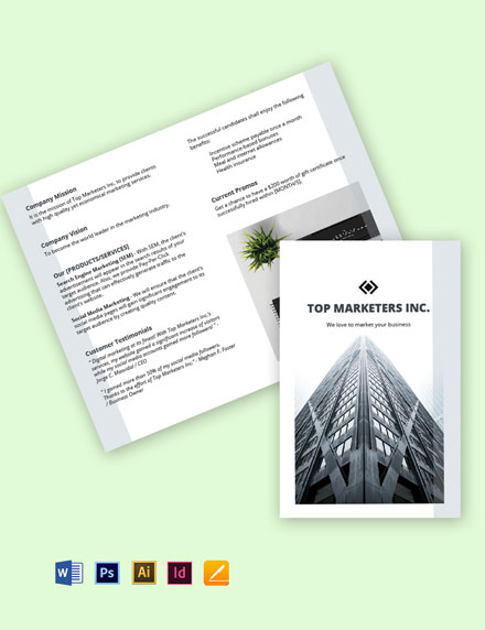 Free Work From Home Bi-Fold Job Brochure Template