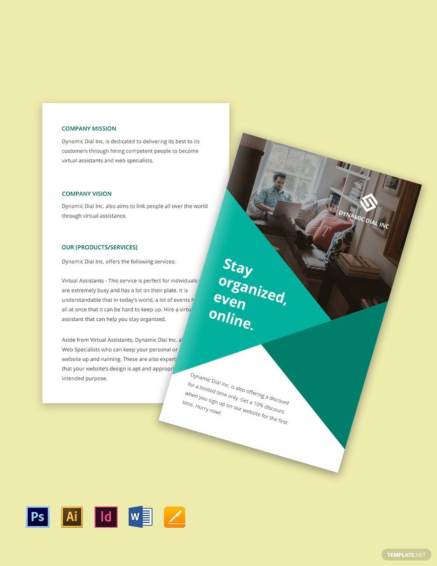 Tri-Fold Simple Work From Home Brochure Template - Illustrator ...