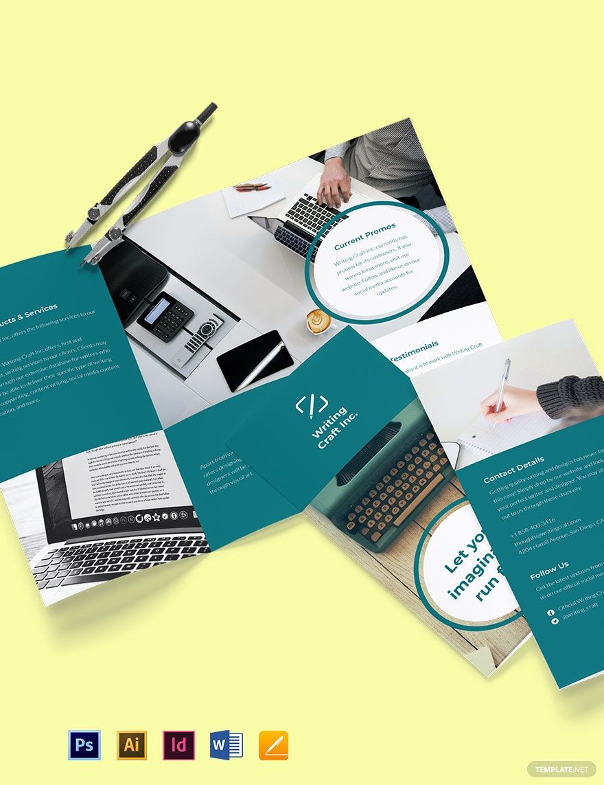 Tri-Fold Simple Work From Home Brochure Template - Illustrator ...