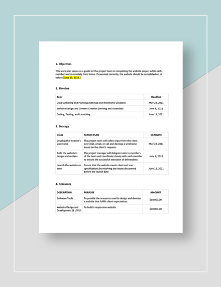 Free Simple Work From Home Plan Template - Google Docs, Word | Template.net