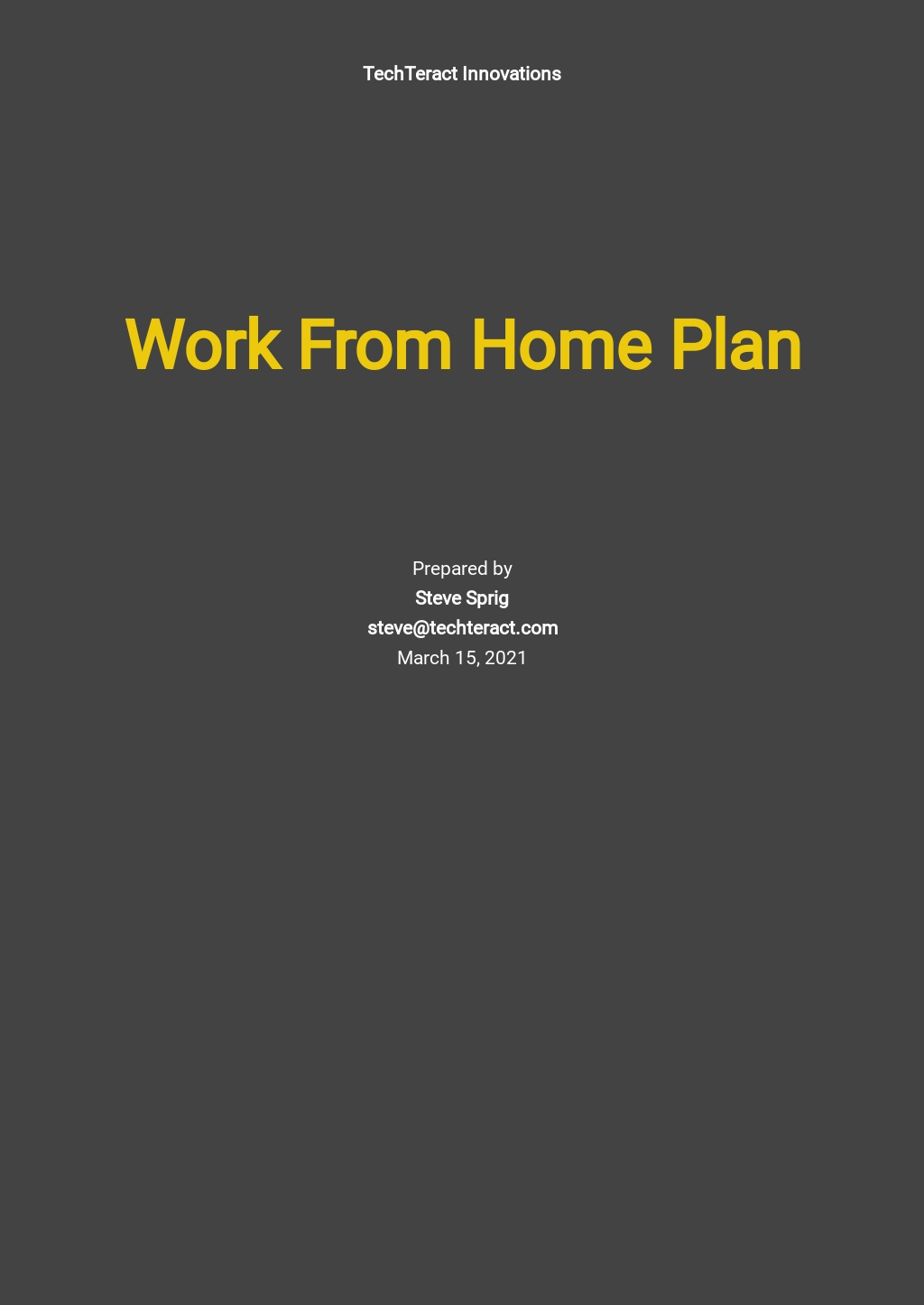 Free Simple Work From Home Plan Template