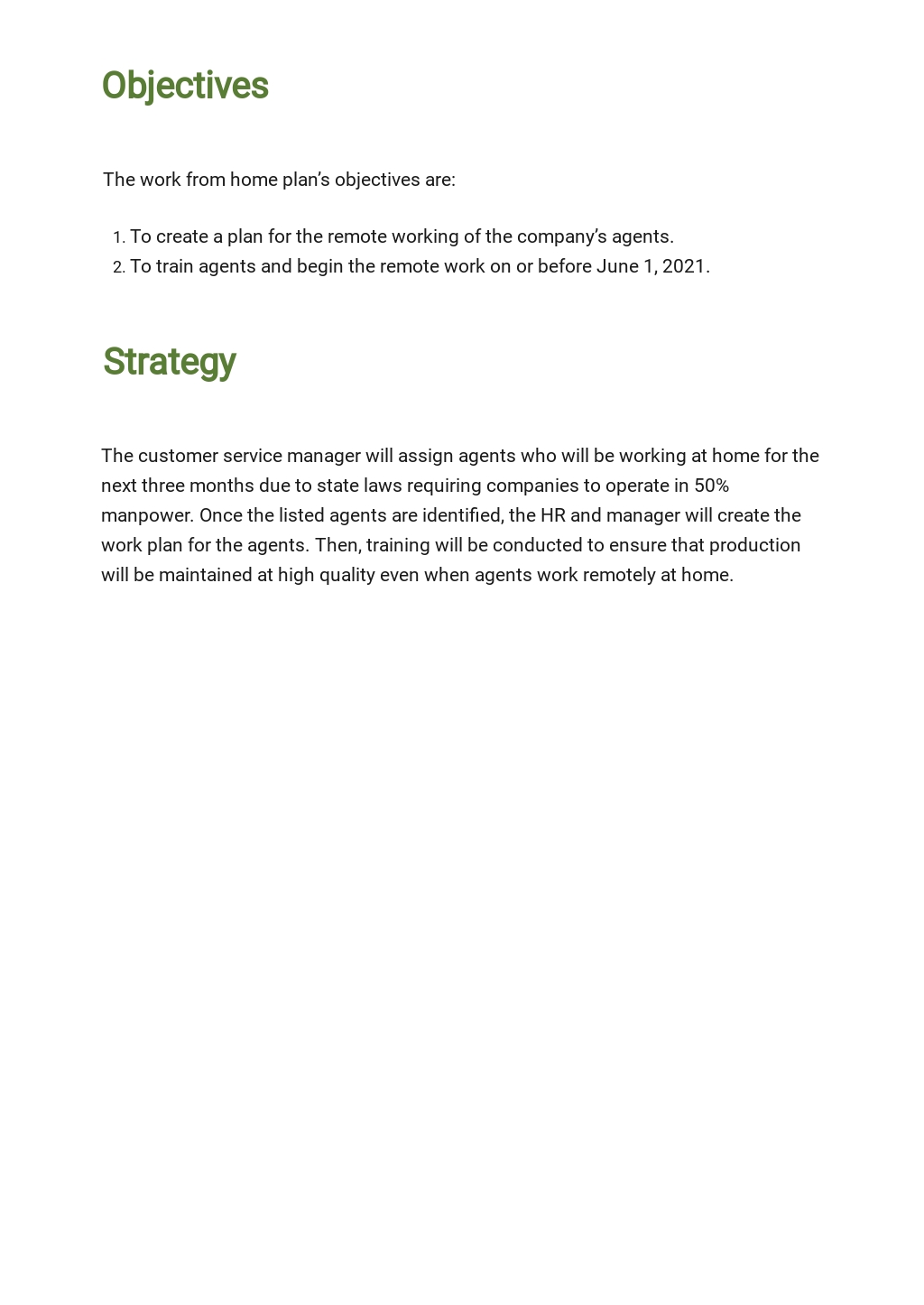 Basic Work From Home Plan Template [Free PDF] - Google Docs, Word ...