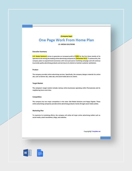 16+ Work From Home Plan Templates - Free Downloads | Template.net
