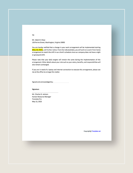 Free Sample Work From Home Notice Template - Google Docs, Word ...
