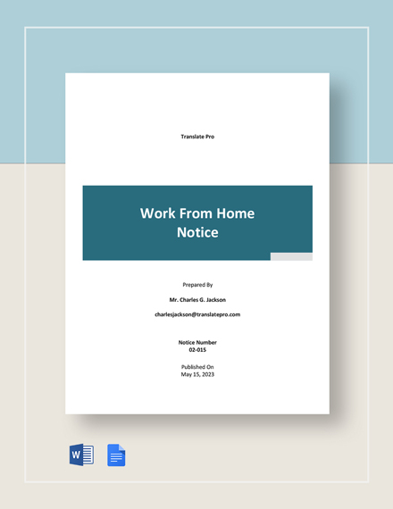Free Sample Work From Home Notice Template - Google Docs, Word ...