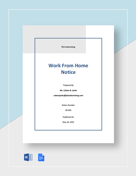 Free Sample Work From Home Notice Template - Google Docs, Word ...
