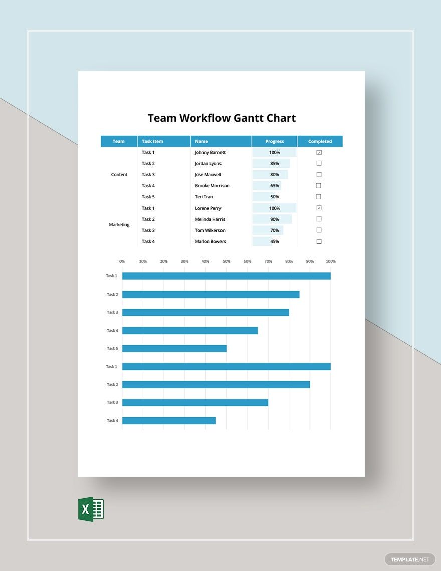 Free Team Workflow Gantt Chart Template Download In Excel Template