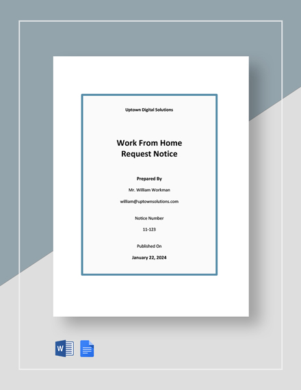 Free Sample Work From Home Notice Template - Google Docs, Word ...