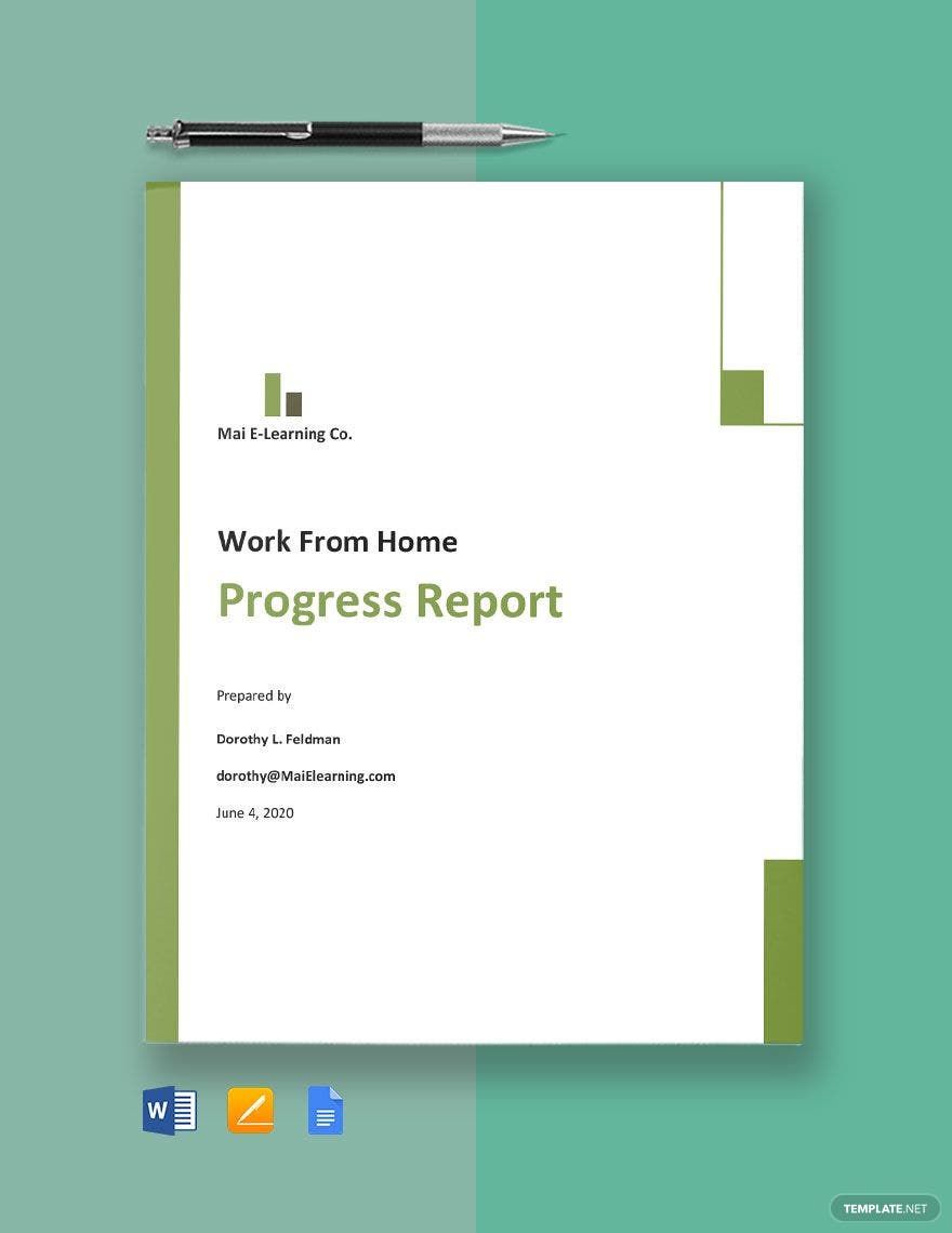 Work From Home Progress Report Template In GDocsLink Pages MS Word 