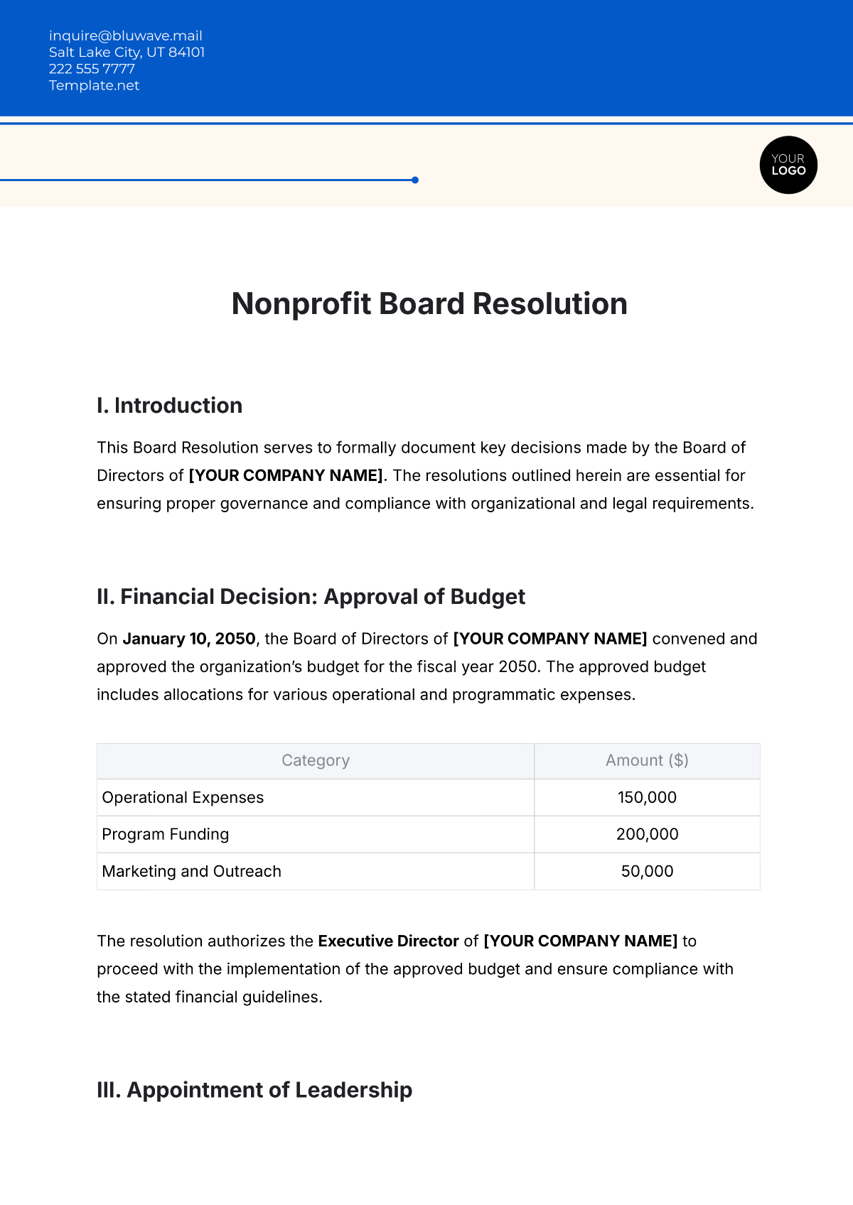 Free HOA Board Resolution Template To Edit Online