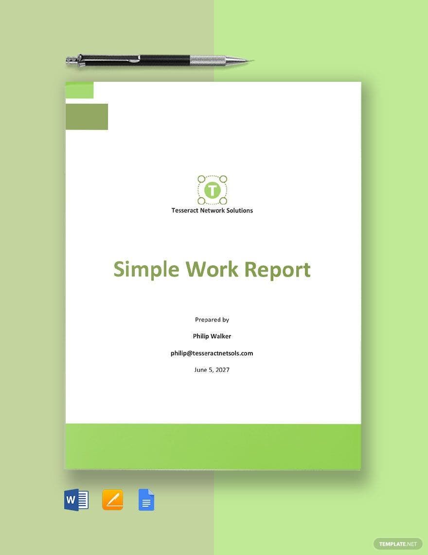 Free Simple Work Report Template Download In Word Google Docs Apple 