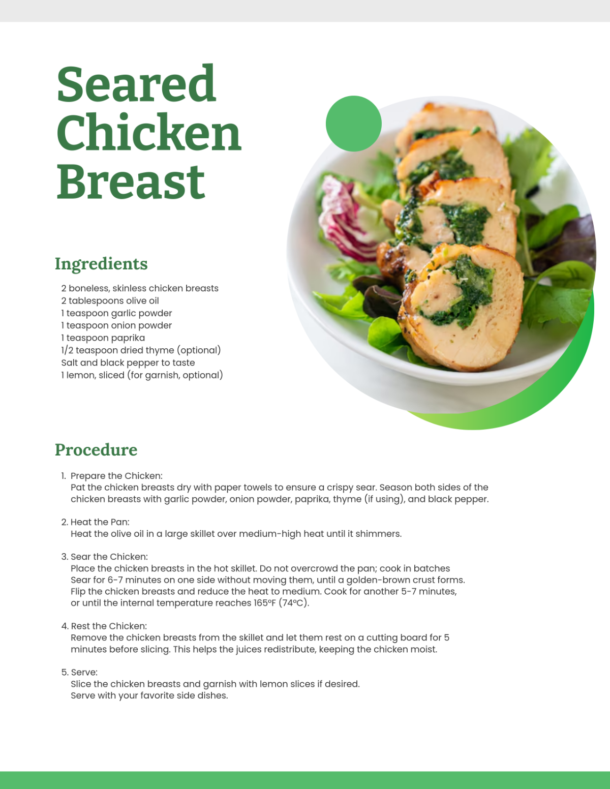 Free Green Recipe Template to Edit Online