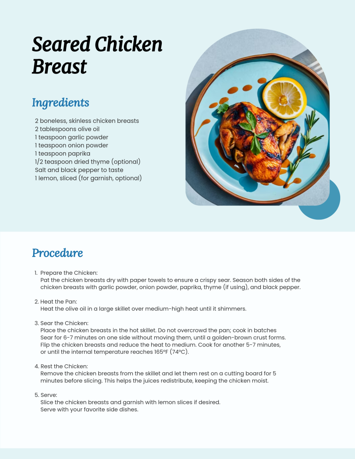 Free Blue Recipe Template to Edit Online