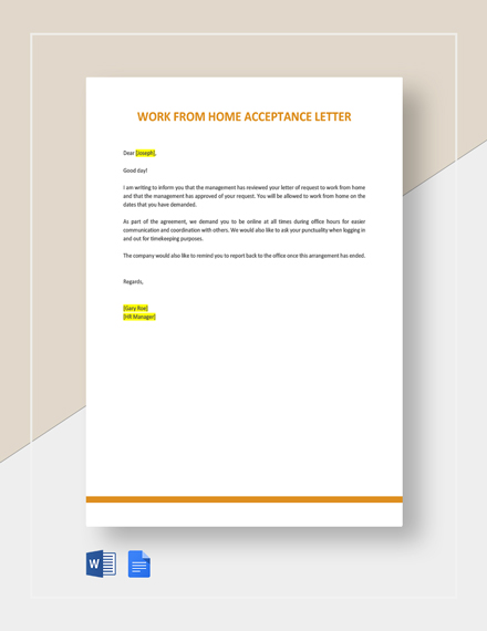Free Letter to Request to Work from Home Template - Google Docs, Word ...