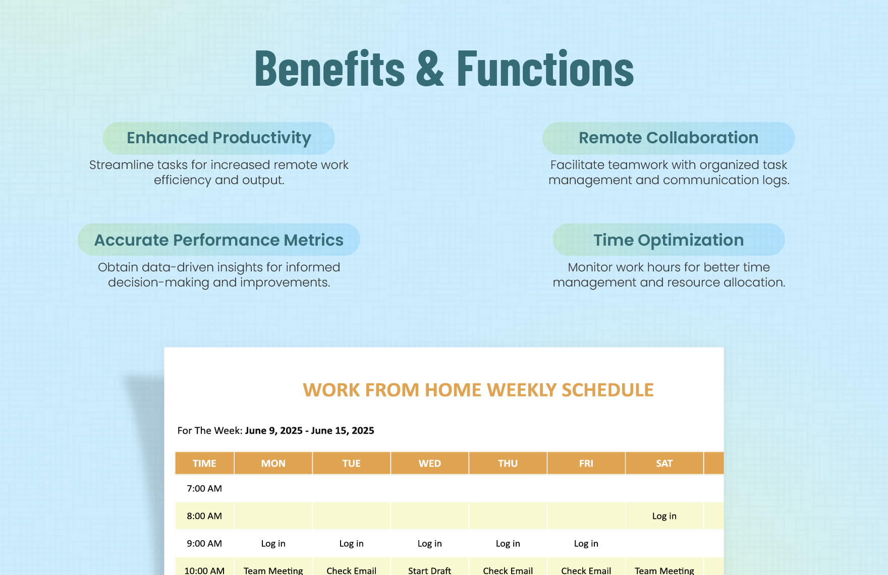 Work From Home Weekly Schedule Template - Download in Word, Google Docs ...