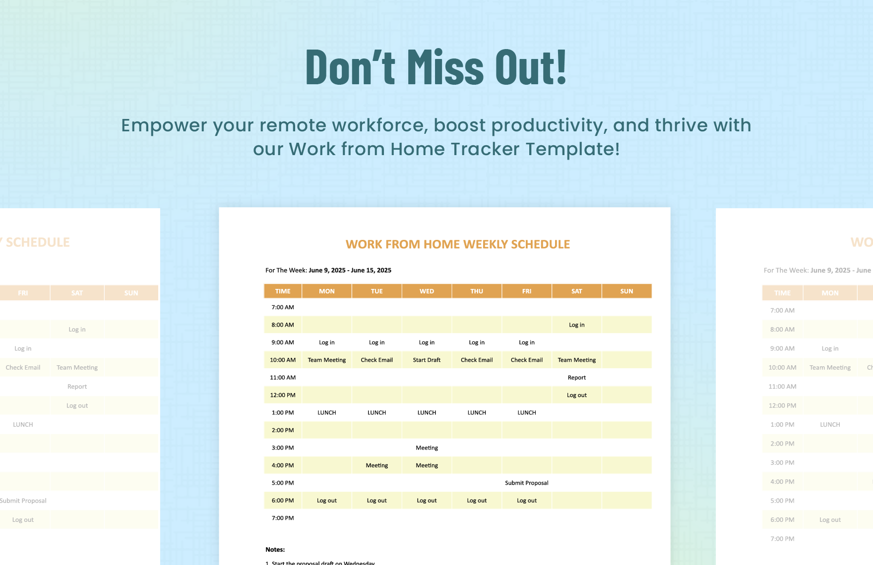 Work From Home Weekly Schedule Template - Download in Word, Google Docs ...