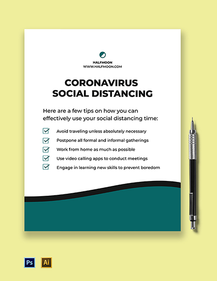 Free Coronavirus COVID-19 Awareness Social Distancing Poster Template ...