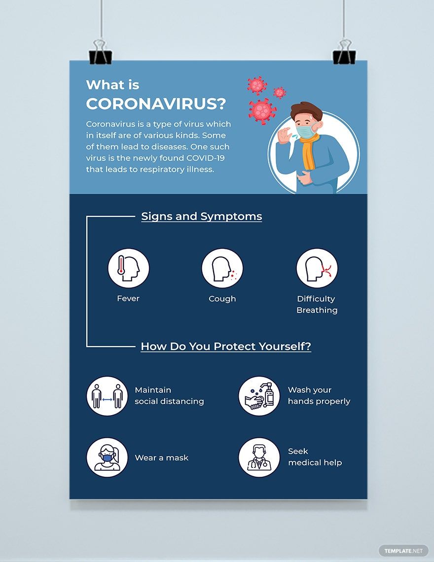 Modern Coronavirus COVID 19 Poster Template Illustrator PSD 