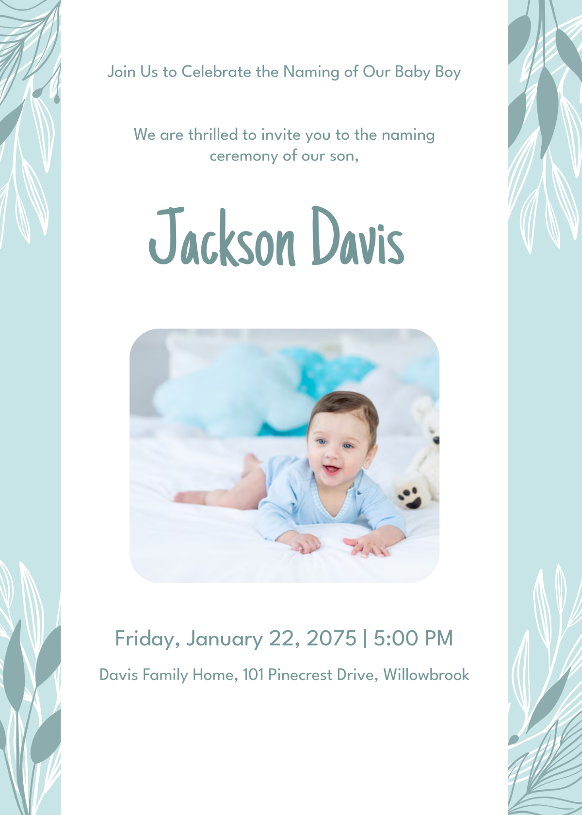 Free Naming Ceremony Invitation Template To Edit Online