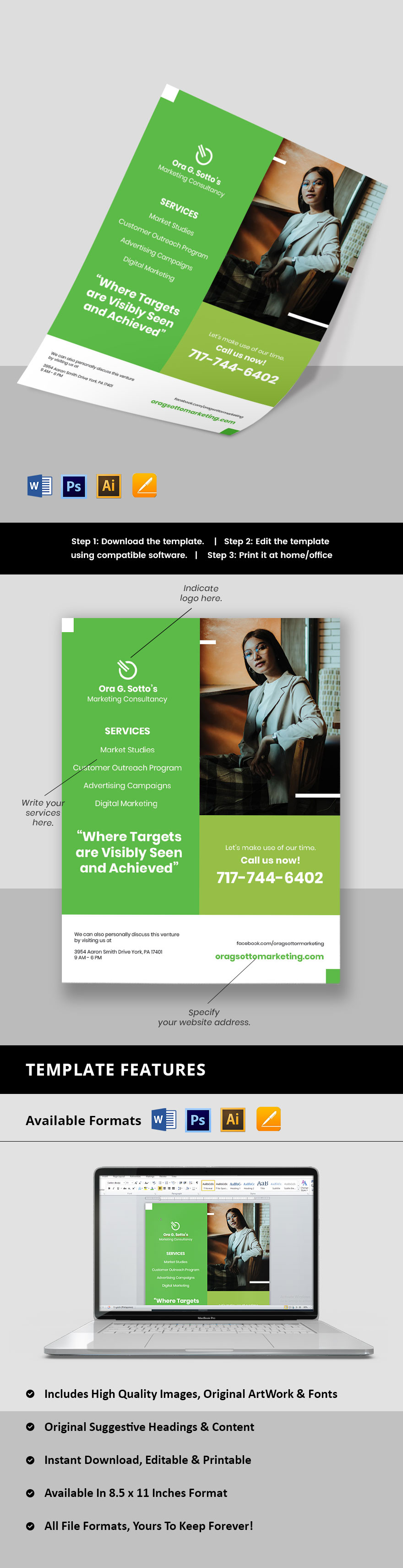 Free Simple Freelance Flyer Template - Illustrator, Word, Apple Pages ...