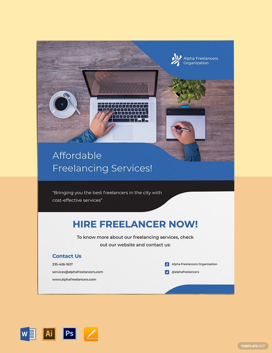 Free Simple Freelance Flyer Template - Illustrator, Word, Apple Pages ...