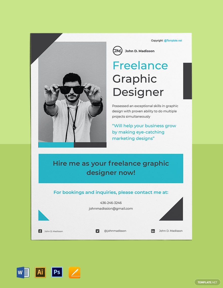 Free Simple Freelance Flyer Template - Illustrator, Word, Apple Pages ...