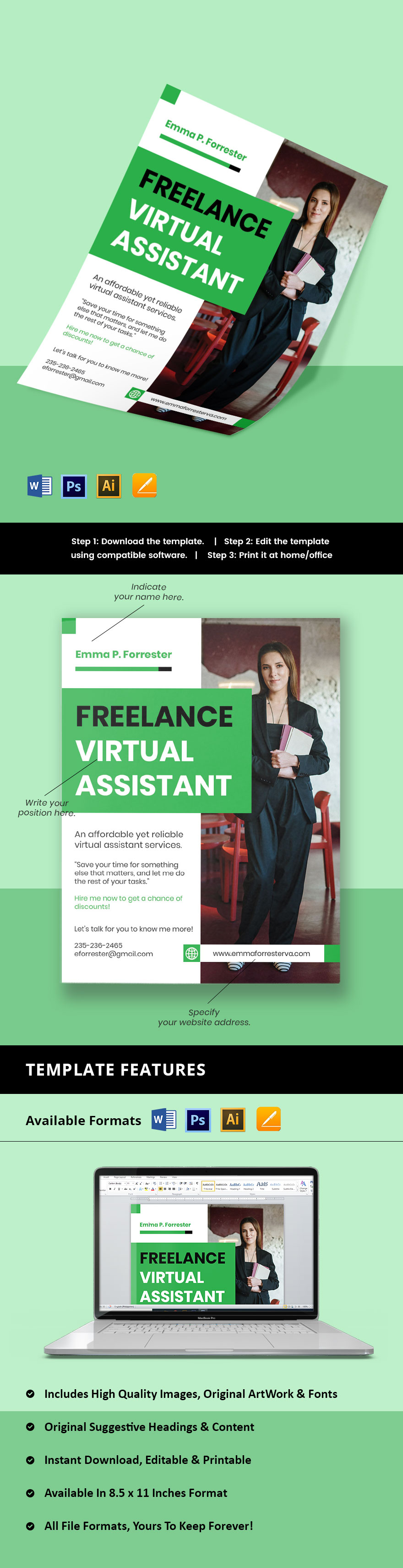Free Simple Freelance Flyer Template - Illustrator, Word, Apple Pages ...
