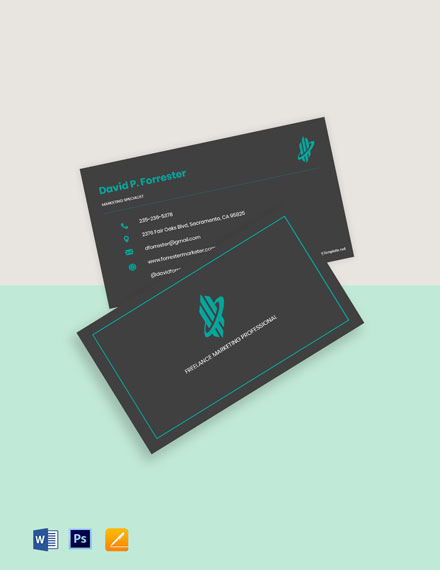 Free Minimal Freelancer Business Card Template - Word, Apple Pages, PSD ...
