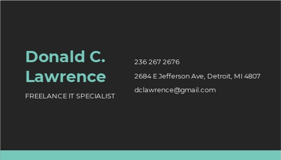 Simple Freelancer Business Card Template [Free JPG] - Word, Apple Pages ...