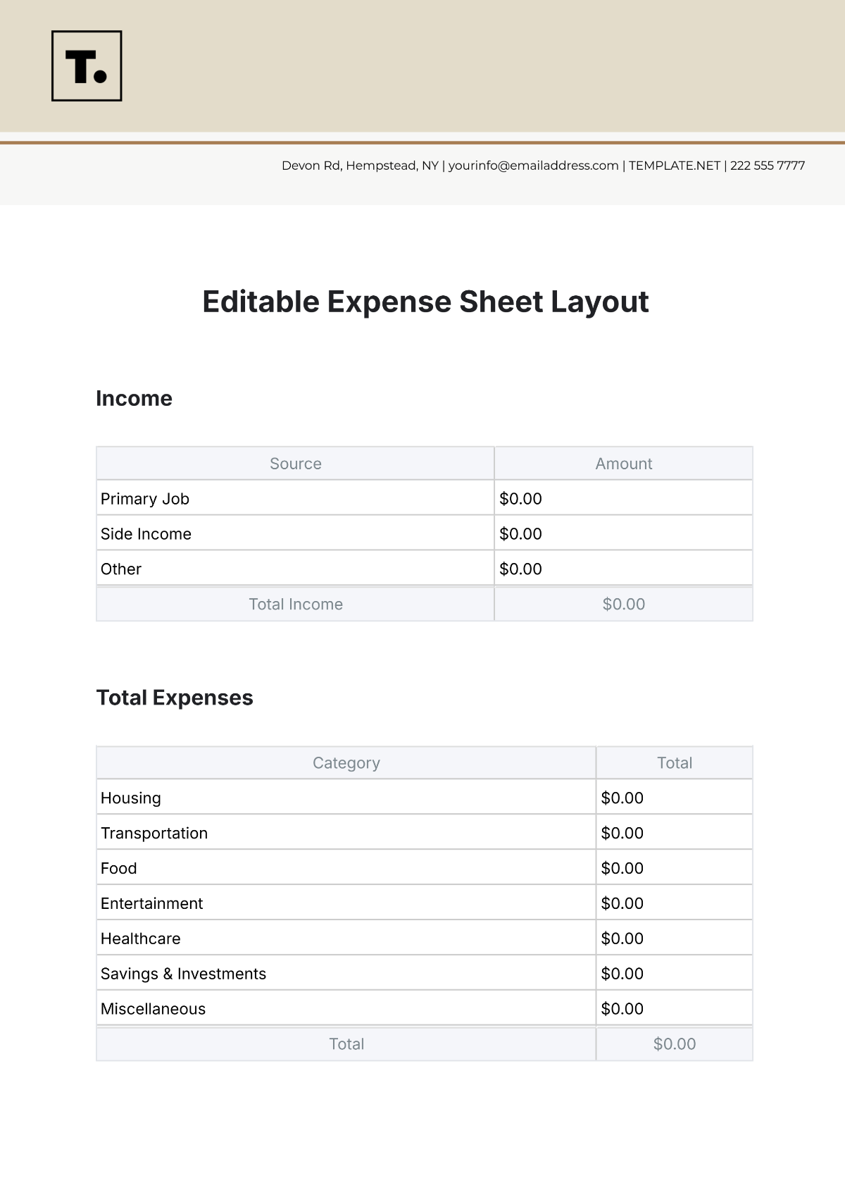 Free Expense Templates Editable And Printable Free Expense Templates Editable And Printable
