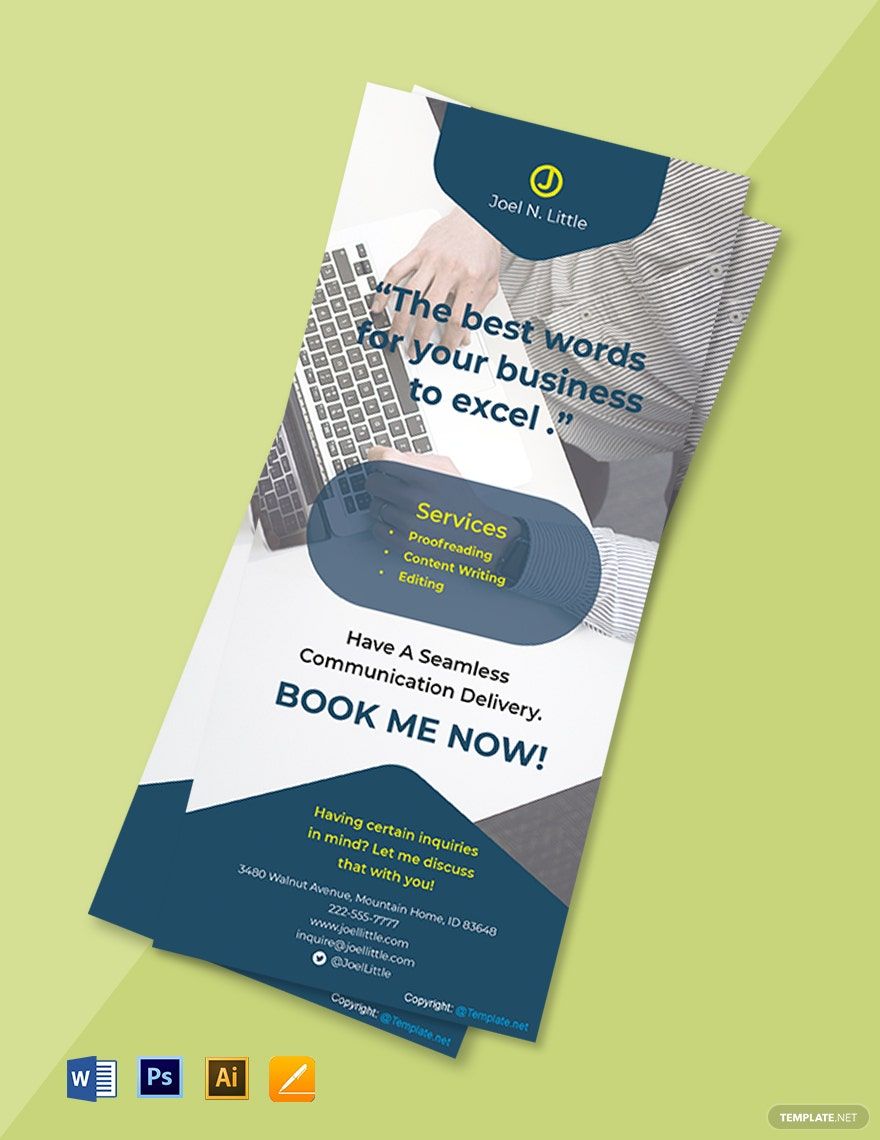 Free Sample Freelance Rack Card Template - Illustrator, Word, Apple ...