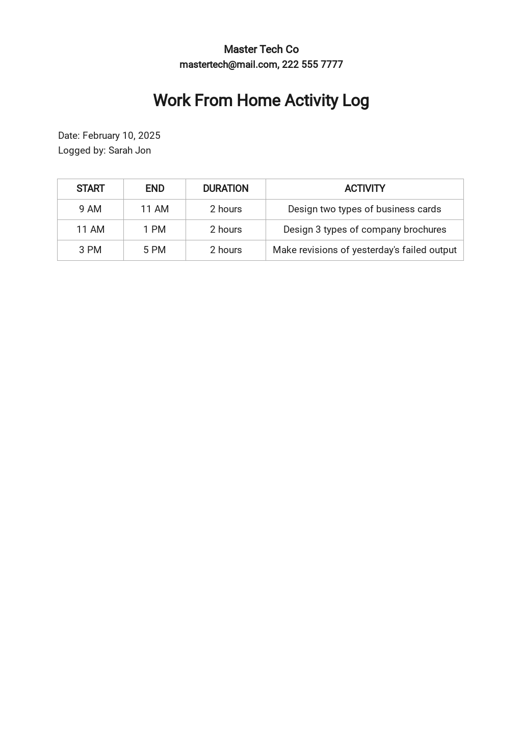 Free Sample Working from Home Checklist Template