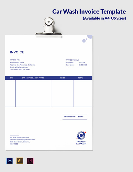 Car Invoice Template - Google Docs, Google Sheets, Excel, Word ...