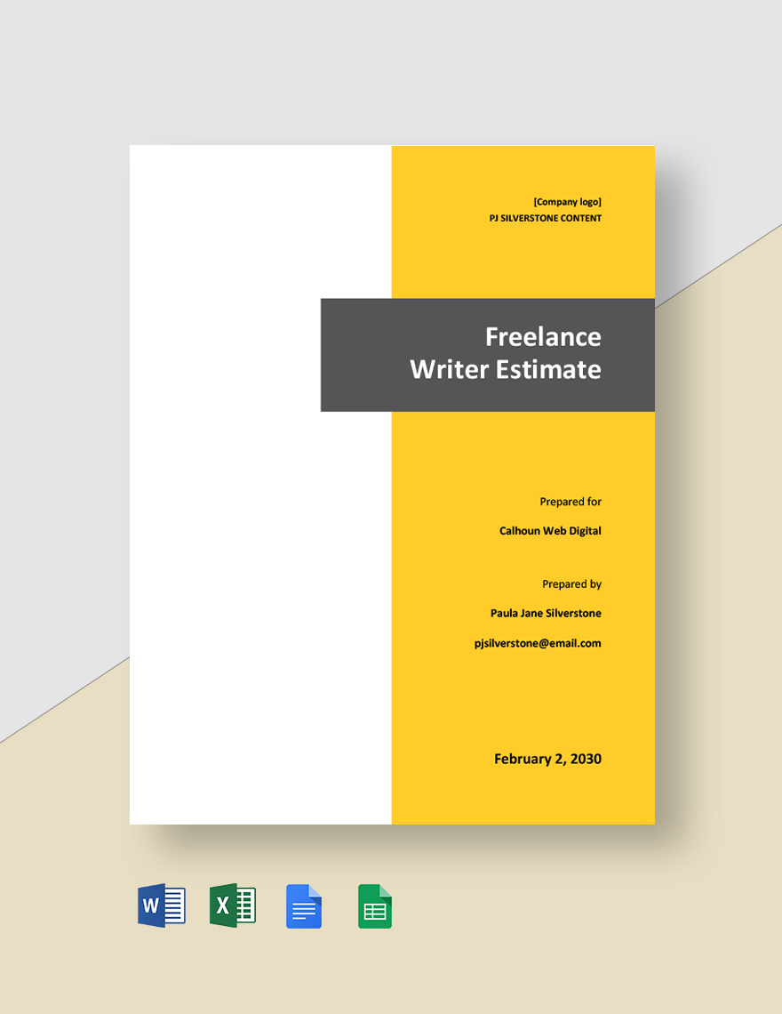 Freelance Writer Estimate Template Google Docs Google Sheets Excel 