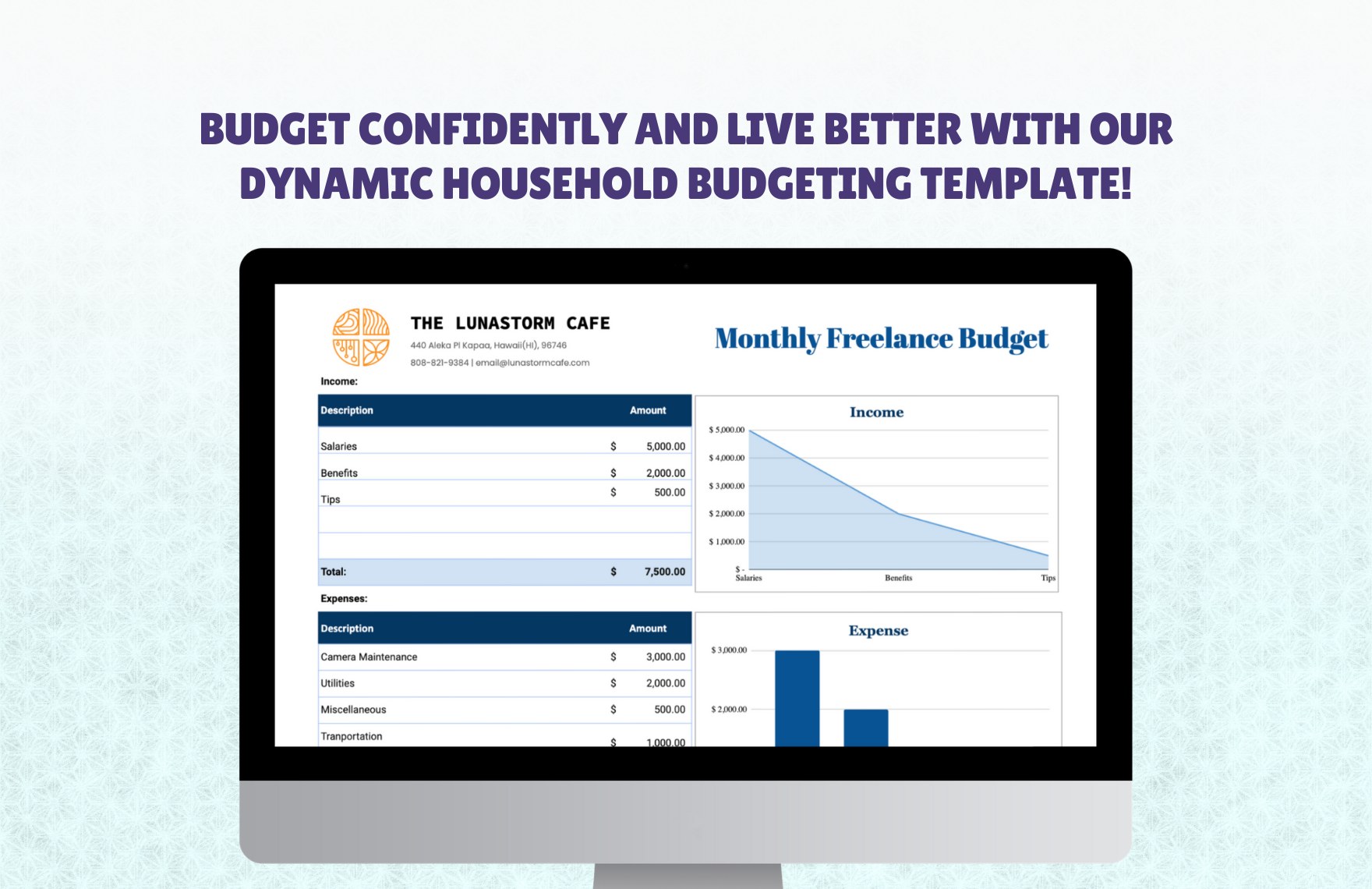 Monthly Freelance Budget Template in Word, Google Docs, Excel, Google ...