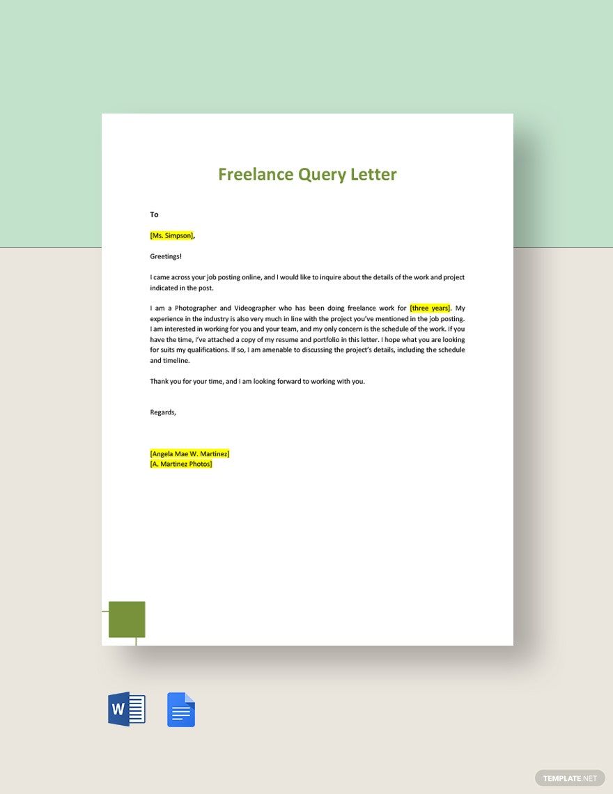 Query Letter Template In PDF FREE Download Template