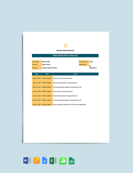 Free Sample Freelancer Log Template - Google Docs, Google Sheets, Excel, Word, Apple Numbers ...