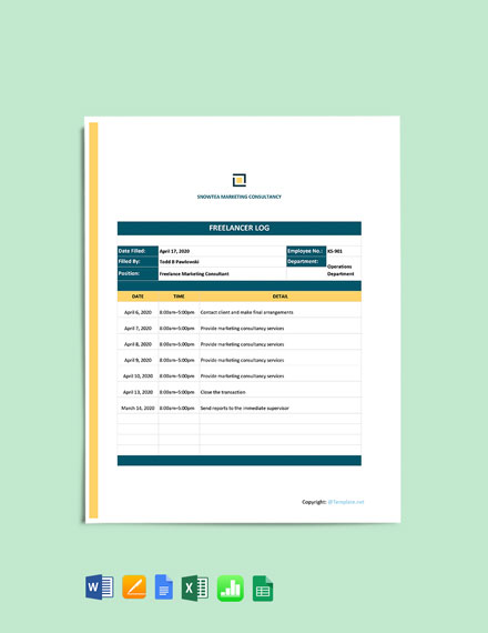 Free Simple Work From Home Log Template - Google Docs, Google Sheets ...