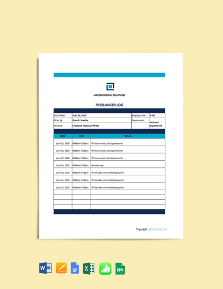 Free Basic Freelancer Daily Log Template - Google Docs, Google Sheets ...