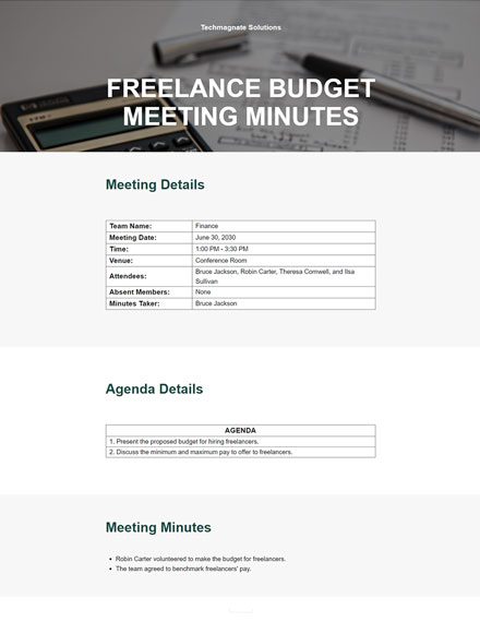 FREE Freelance Meeting Minutes - Word (DOC) | Apple (MAC) Pages ...