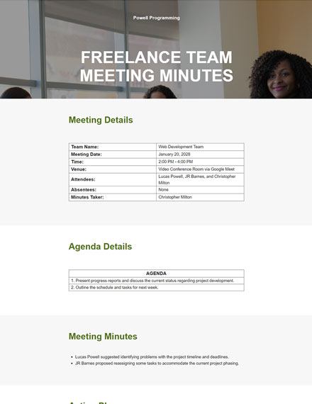 Simple Basic Meeting Minutes Template - Google Docs, Word, Apple Pages ...